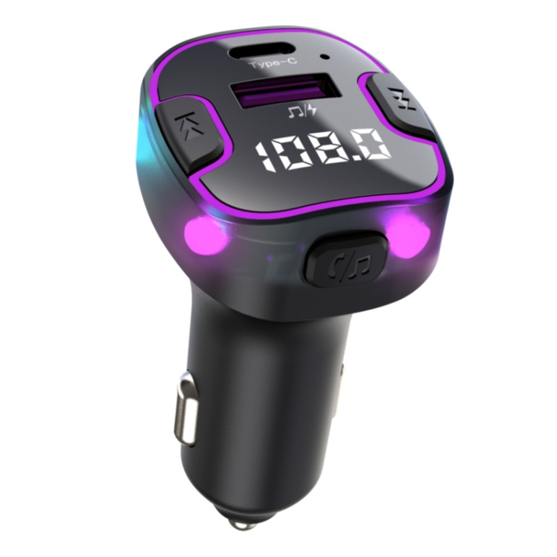 FM transmiter C49 USB, PD, QC 3.0 Bluetooth 5.0, RGB, handsfree crni