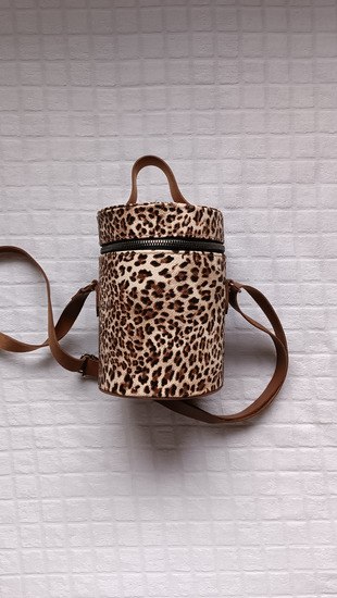 Vintage leopard print okrugla damska torbica