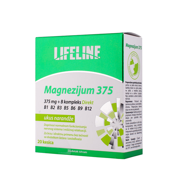 Lifeline Magnezijum 375 + B kompleks 20 kesica