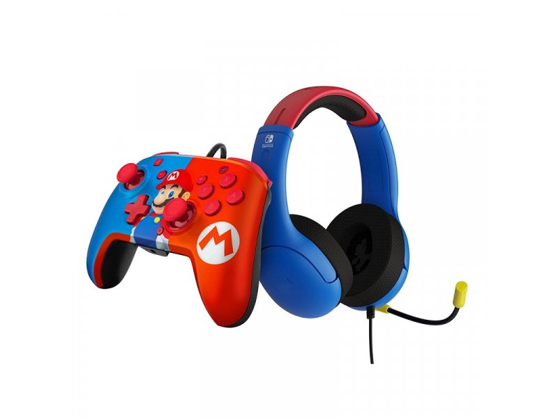 NITENDO PDP SWITCH WIRED AIRLITE HEADSET & REMATCH CONTROLLER MARIO BUNDLE