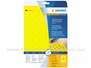 HERMA etikete SIGNAL WEATHERPROOF FILM Ø30mm A4/48 25L ŽUTA