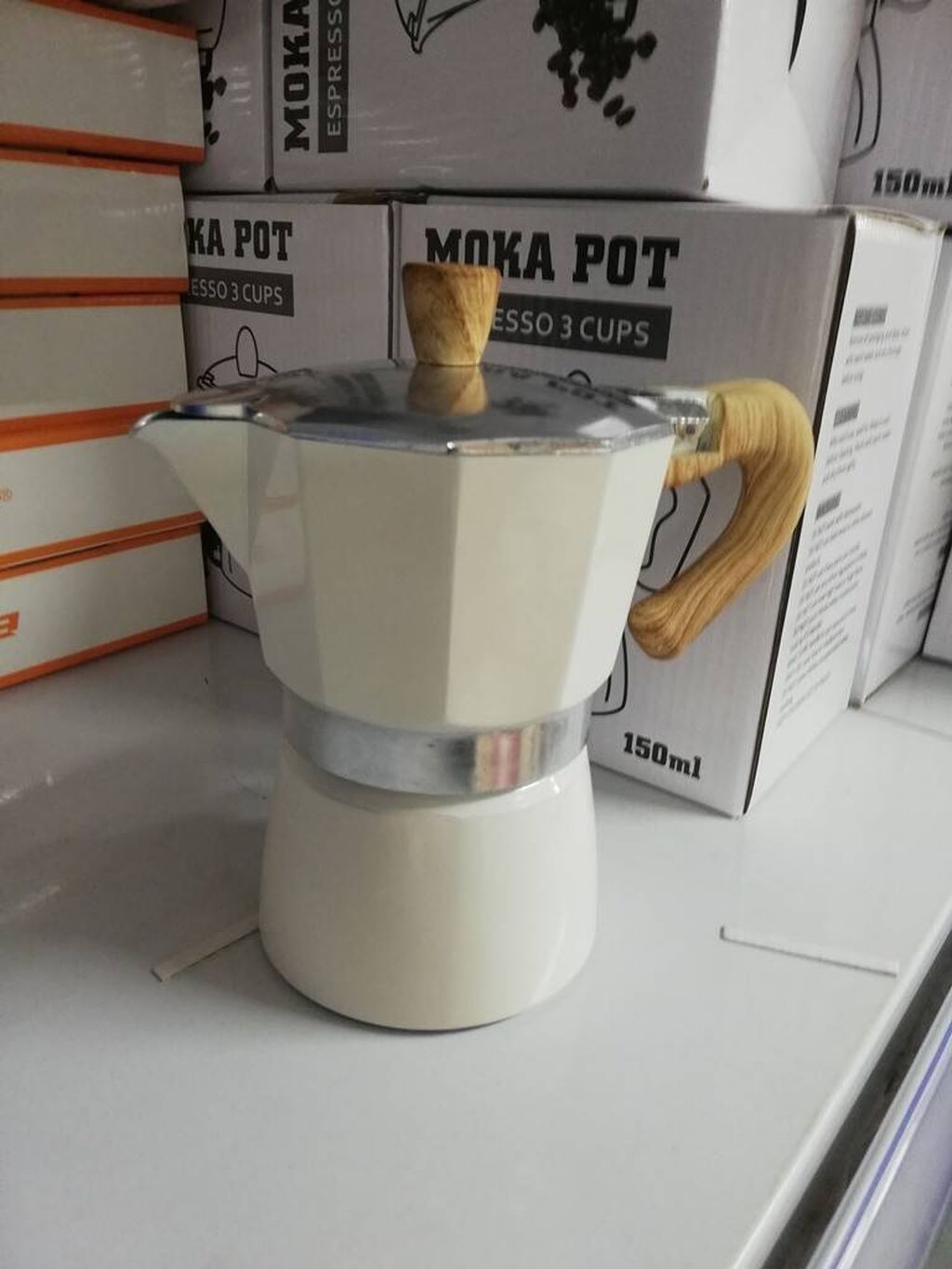 MOKA POT -Espresso Pot -Lonce za Kafu - LUX BELA BOJA Moka Pot aparat