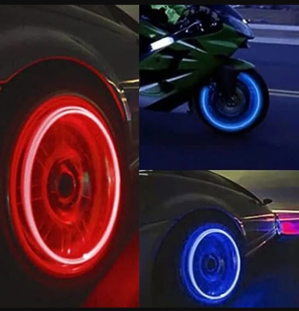 Svetleće kapice za točkove motore biciklove, automobile kamione plave