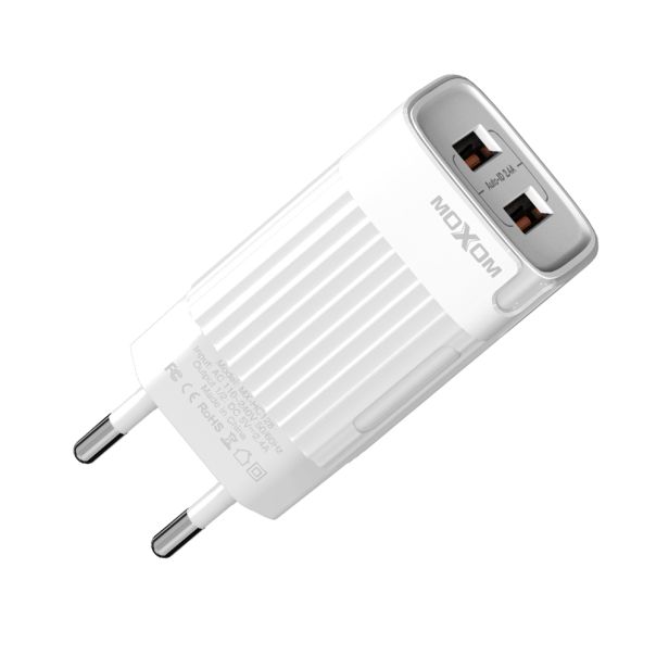 MOXOM kućni punjač MX-HC128 2.4A 2xUSB Lightning, bela