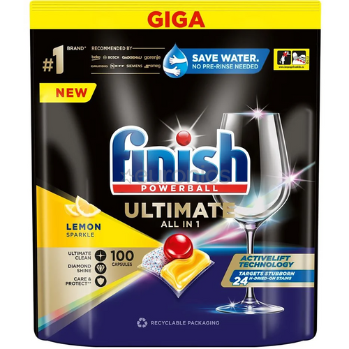 Finish ultimate plus all in one tablete za mašinsko pranje posuđa linun, 100 kom