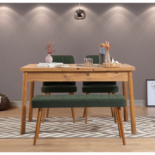 Santiago Atlantice -Green Atlantic Pine Green Extendable Dining Table & Chairs Set (4 Pieces)