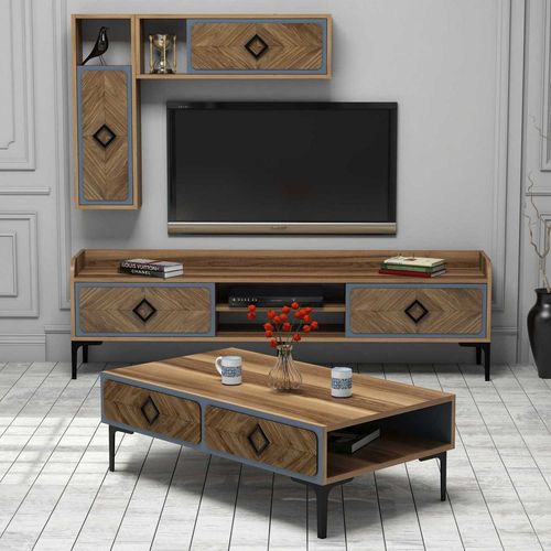 Samba - Blue Walnut Blue Living Room Furniture Set