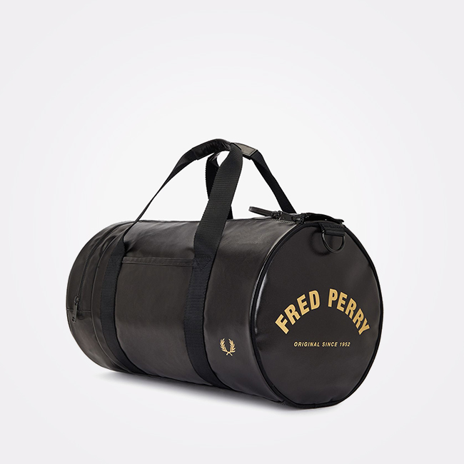 Fred Perry Tonal Barrel Bag black/gold