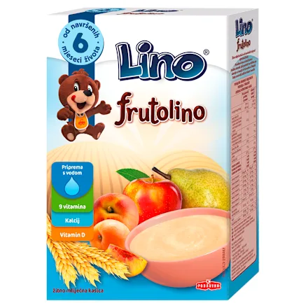 Lino
frutolino - instant pahuljice od žita, voća i mleka, od 6. meseca, 200 g