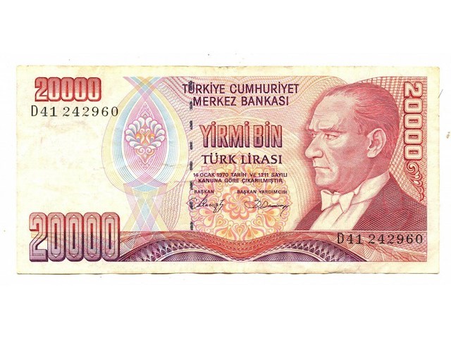 Turska 20000 lirasi 1970