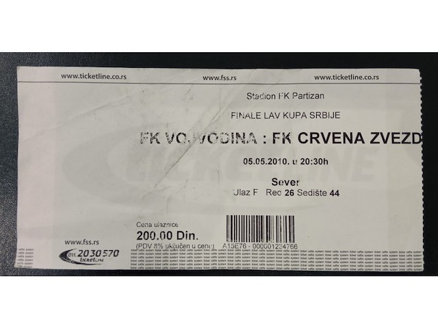 FUDBAL: VOJVODINA - CRVENA ZVEZDA 05.05.2010