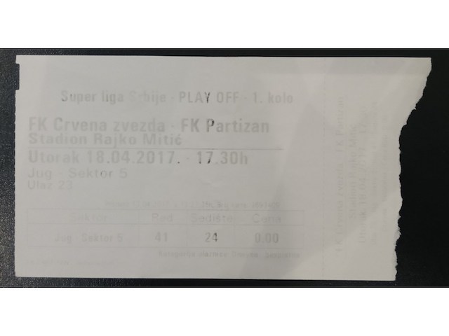 FUDBAL: CRVENA ZVEZDA - PARTIZAN 18.04.2017