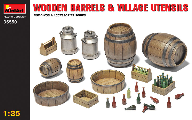 MINI ART 1/35 Wooden Barrels & Village Utensils