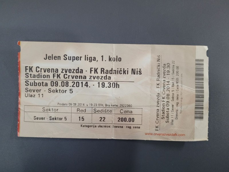 Fk Crvena Zvezda - Fk Radnicki Nis 09.08.2014.