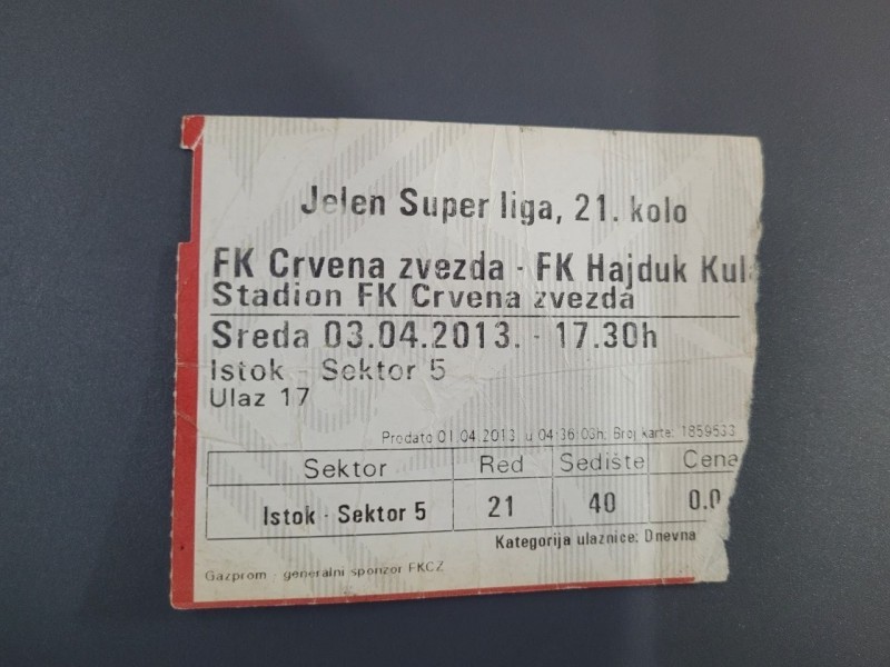 Fk Crvena Zvezda - Fk Hajduk Kula 03.04.2013.