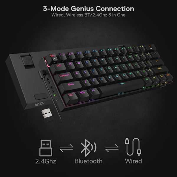 Mehanicka Gaming tastatura Redragon Draconic K530 PRO crna Bluetooth/Wired (red switch)