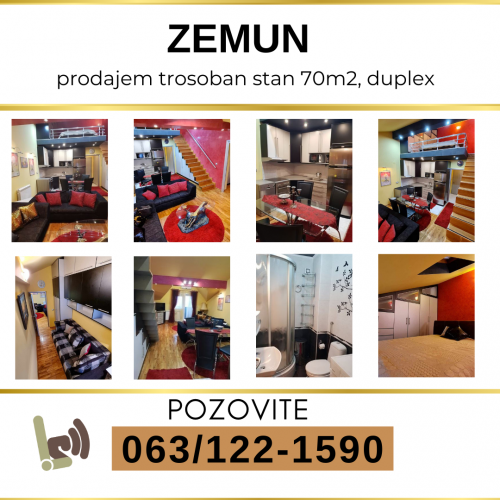 Zemun, duplex stan 70m2, hitno, povoljno