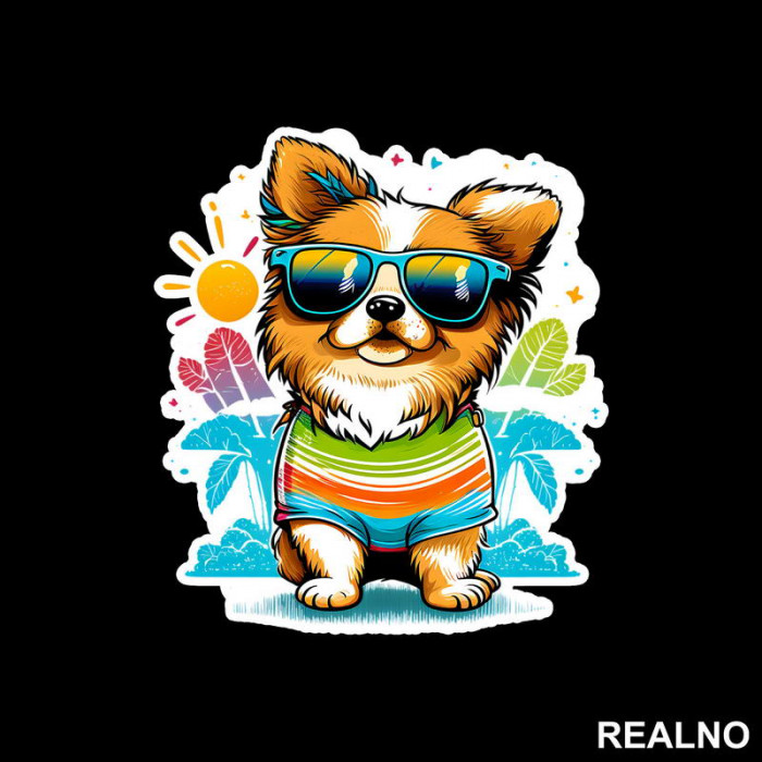 KORGI - CORGI I SUNCE - PAS - DOG - NALEPNICA