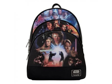 LOUNGEFLY STAR WARS TRILOGY 2 TRIPLE POCKET MINI BACKPACK