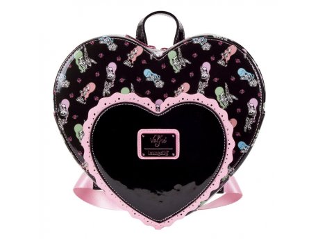 LOUNGEFLY VALFRE DOUBLE HEART MINI BACKPACK