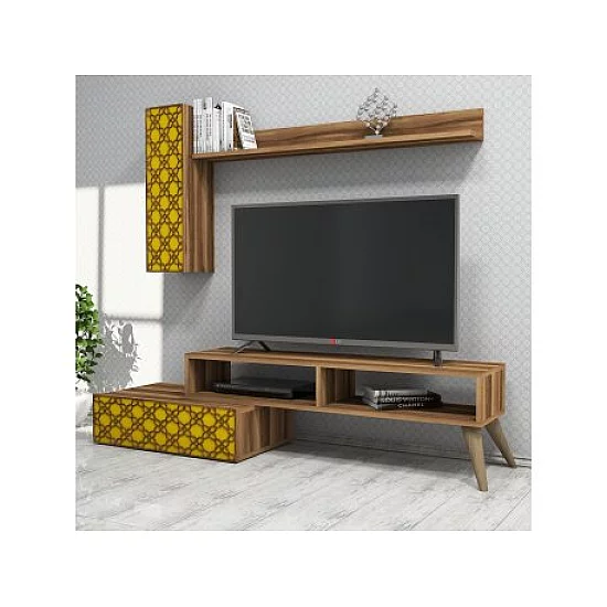 HANAH HOME TV POLICA PLANET WALNUT YELLOW (845HCT3048) CENA
