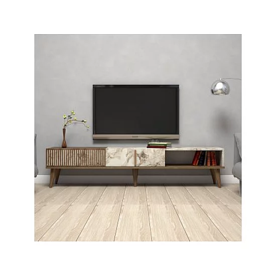 HANAH HOME TV POLICA MILAN WALNUT WHITE MARBLE (845HCT3094) CENA