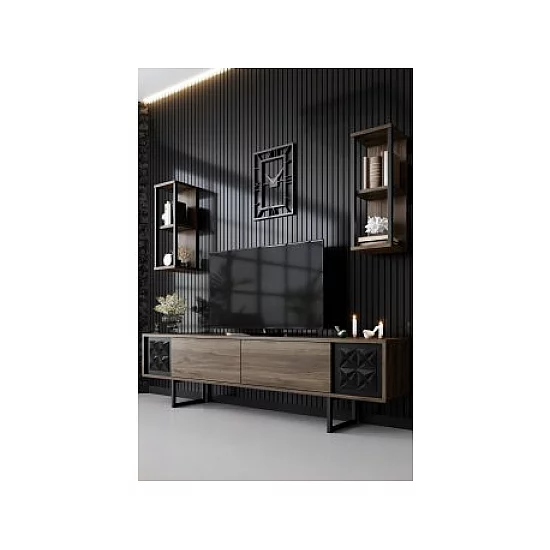 HANAH HOME TV POLICA BLACK LINE WALNUT BLACK (618BLY1141) CENA