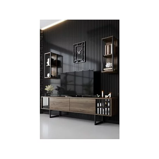 HANAH HOME TV POLICA CHROME LINE WALNUT BLACK (618BLY1144) CENA