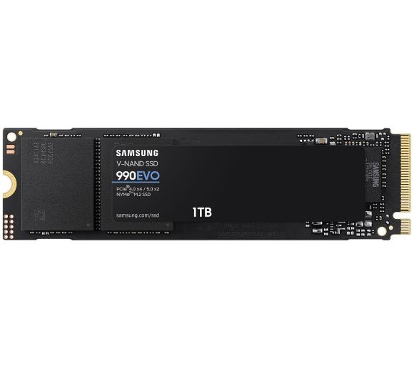 Samsung - M.2 NVMe 1TB SSD, 990 EVO, PCIe Gen4.0 x4 / 5.0 x2, Read up to 5,000 MB/s, Write up to 4,200 MB/s (single sided), 2280