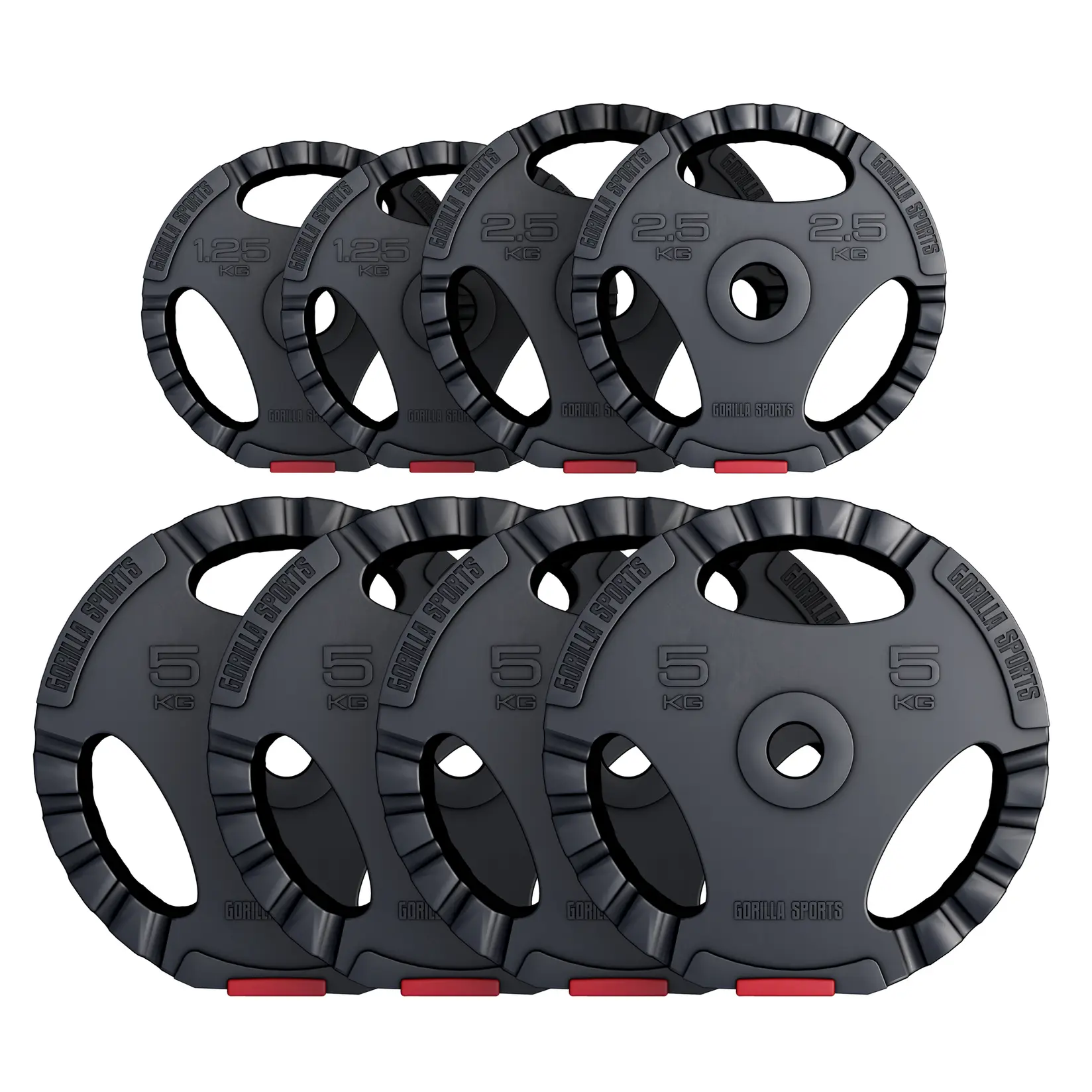 GORILLA SPORTS Set plastičnih tegova sa rukohvatima 8/1 27.5 kg