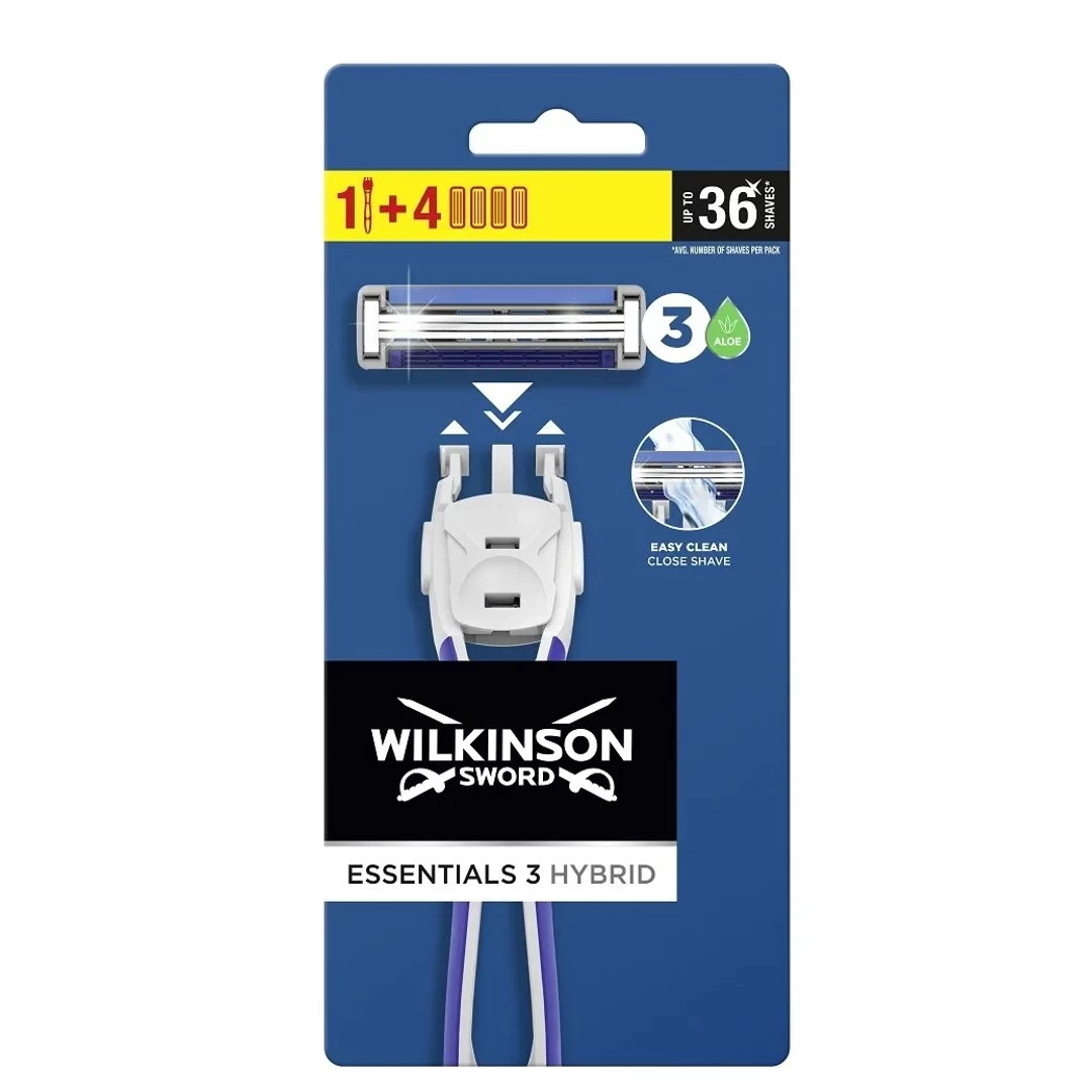 WILKINSON MEN 3 FLEX HYBRID ESSENTIALS - BRIJAČ + 4 KOM DOPUNE