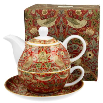 Čajnik Tea4One - William Morris, Strawberry Thief, Red