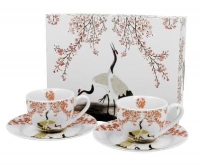 Šolje sa tacnom set 2 Espresso - Sakura and Cranes