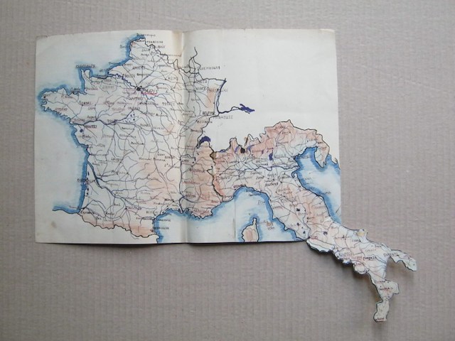 Ručno radjena stara karta Italije i Francuske