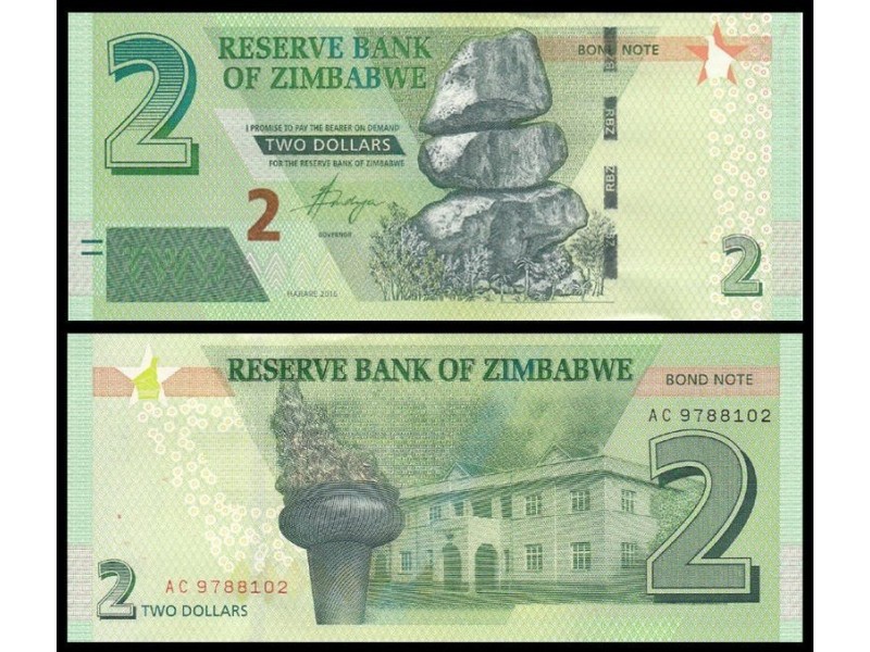 ZIMBABWE 2 Dollars 2016 UNC