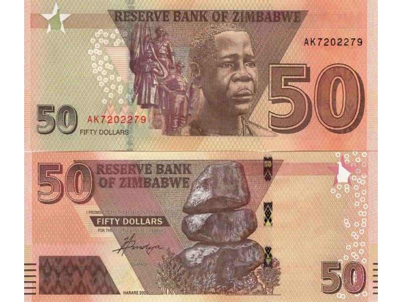 ZIMBABWE 50 Dollars 2020/2021 UNC