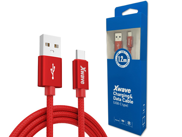 Xwave USB na TIP-C 1.2m 3A Al /red mesh