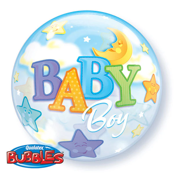 Baby Boy Moon & Stars Bubble Balon