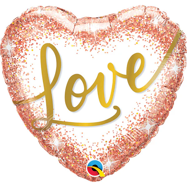 Love Rose Gold Glitter Dots Folija Balon