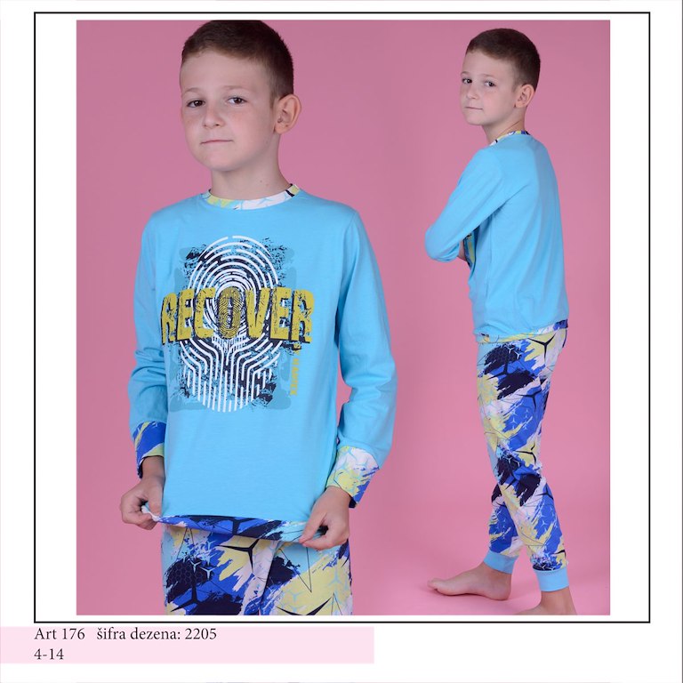 Pidžama za dečake tirkizna