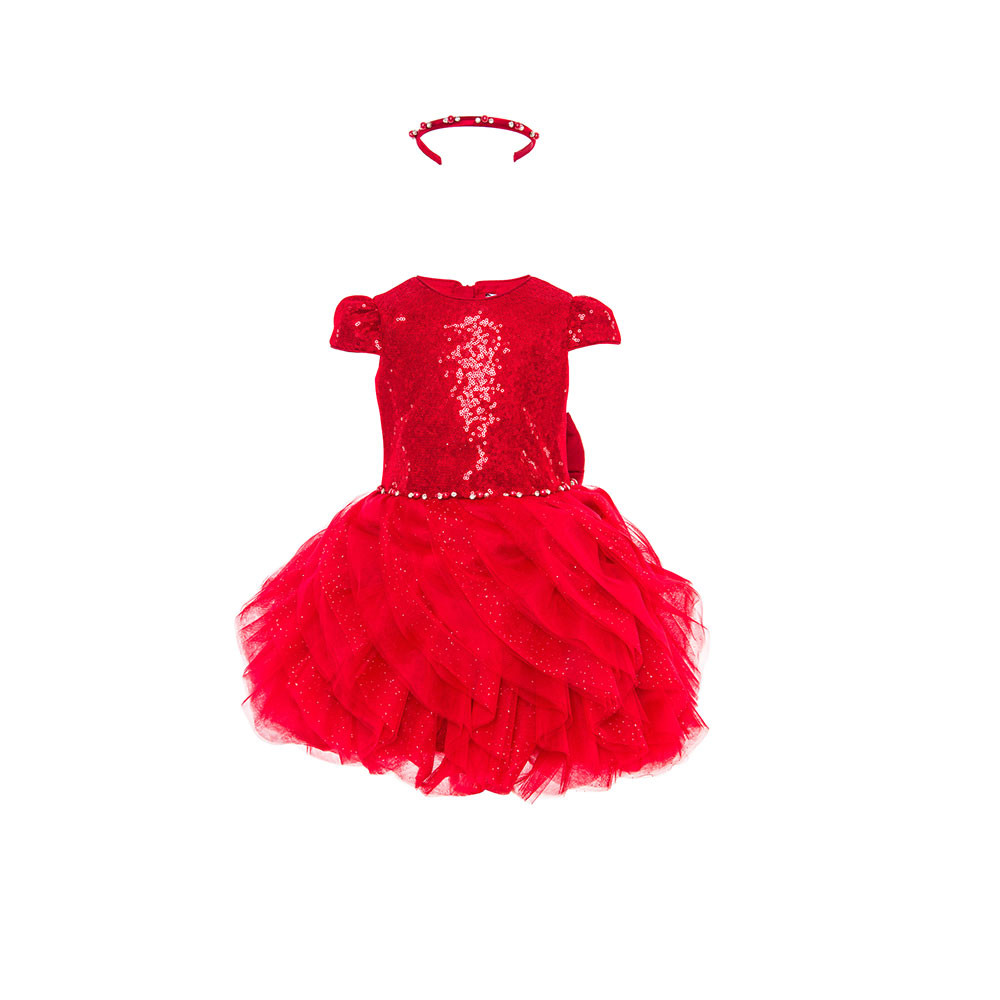 Pamina svečani komplet za devojčice haljina + ukras za kosu crvena L030169PR