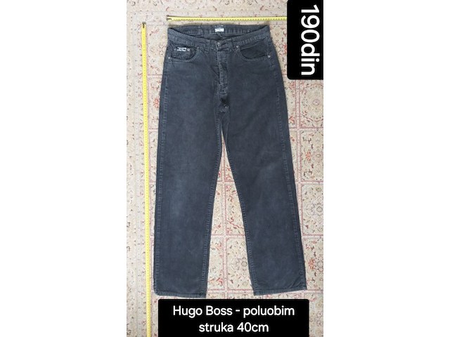 Hugo Boss muške crne somotske pantalone M