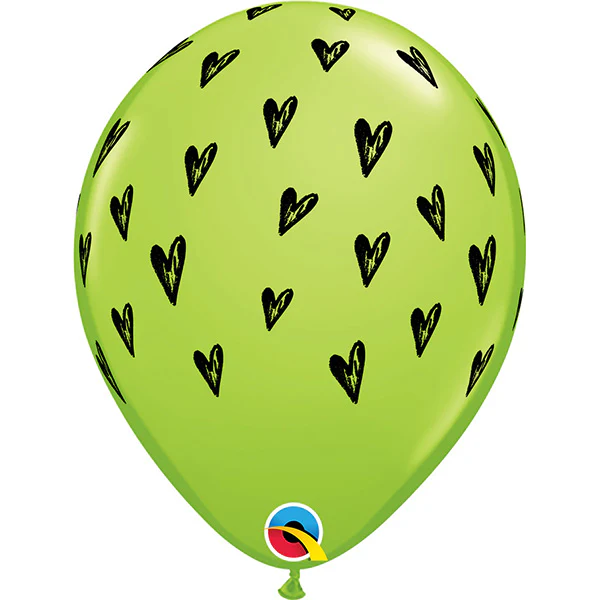 Heart Seeds Lime Green Latex Baloni