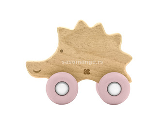 Kikka Boo Drvena igračka za bebe sa silikonskom glodalicom Hedgehog Pink KKB10243