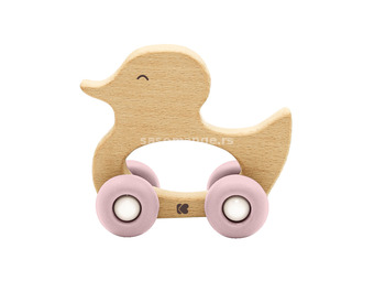 Kikka Boo Drvena igračka za bebe sa silikonskom glodalicom Duck Pink KKB10241