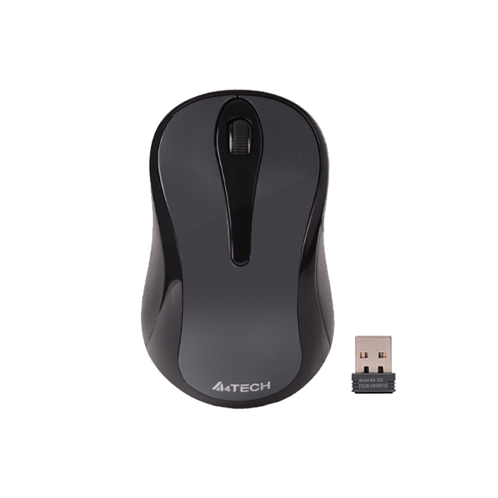 A4 TECH Bežični miš G3-280A (Sivo/Crni) USB nano prijemnik, Optički, 1000 DPI, Alkalna baterija