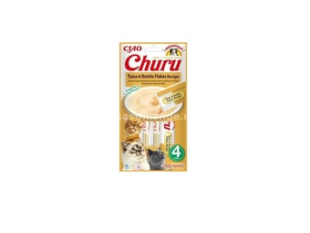 INABA Churu za mačke - Tuna i pahuljice palamide 4x14g