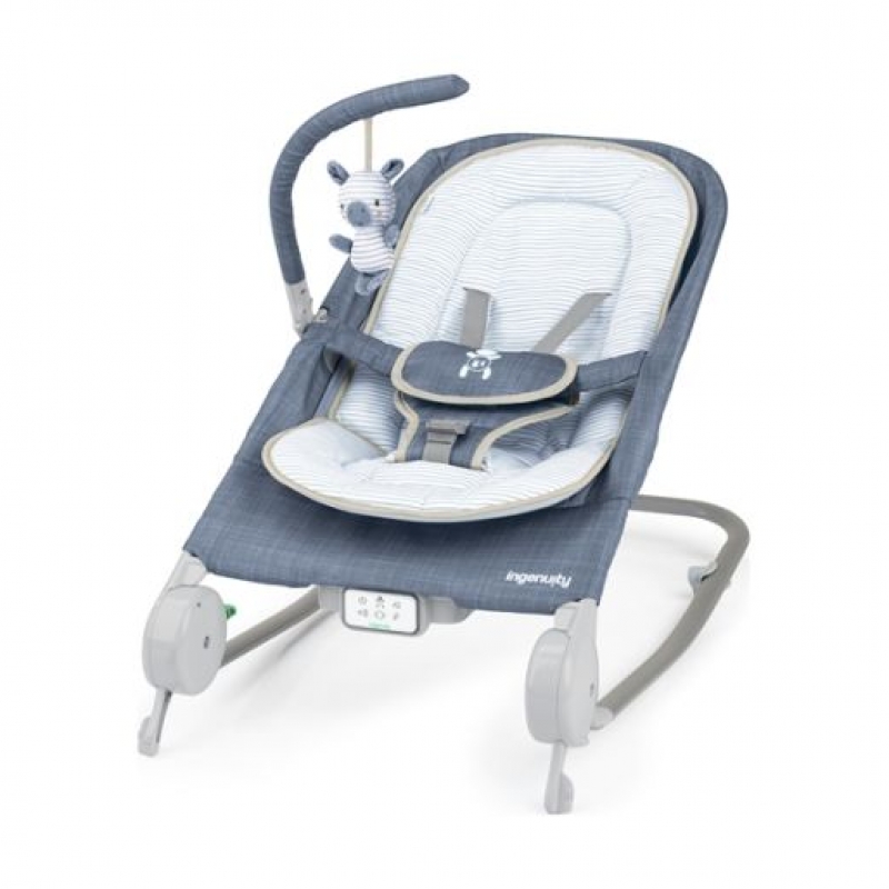 Kids II Ingenuity Happy Belly™ Chambray ležaljka za bebe 0-6m sa masažnim sedištem