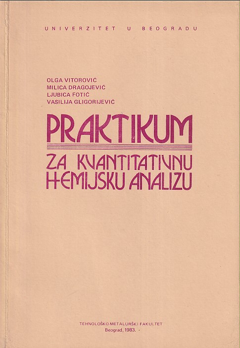 PRAKTIKUM ZA KVANTITATIVNU HEMIJSKU ANALIZU