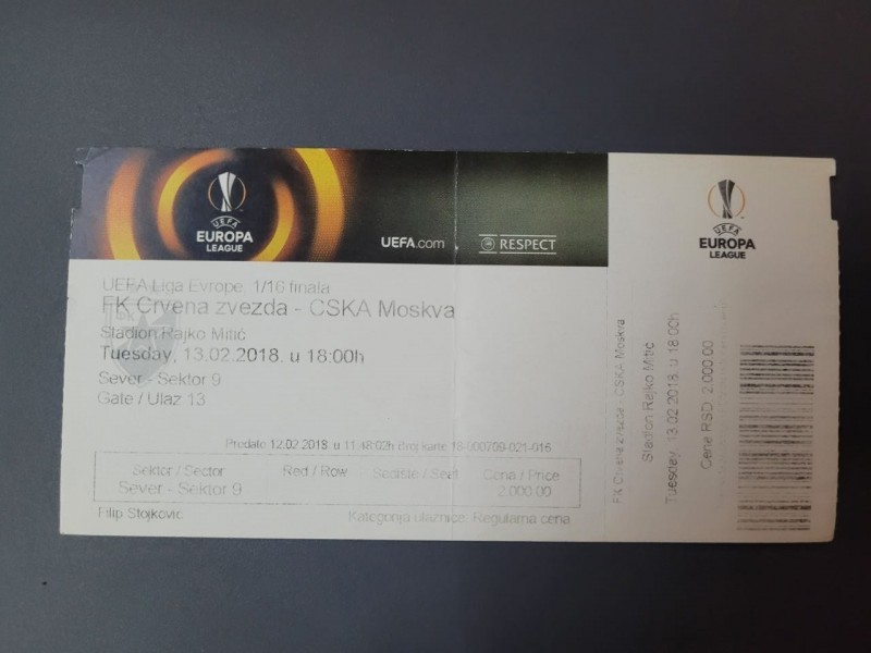 Fk Crvena Zvezda - CSKA Moskva 13.02.2018.